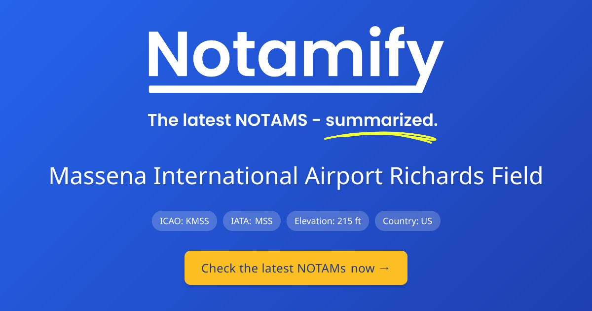 Runway 09 reports FICON 2/2/2 with slush. - KMSS NOTAM | Notamify