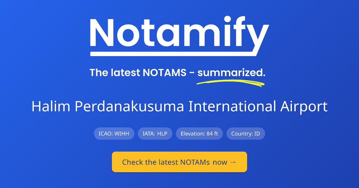 Runway 06/24 closed for work in progress. - WIHH NOTAM | Notamify